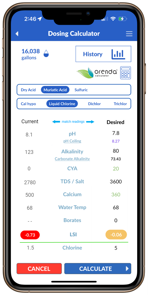 Orenda Calculator™ Integration | Pool Brain - Pool Company Software